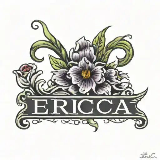 Neo-Traditional "Erica Name Tattoo Design" Tattoo - BlackInk AI
