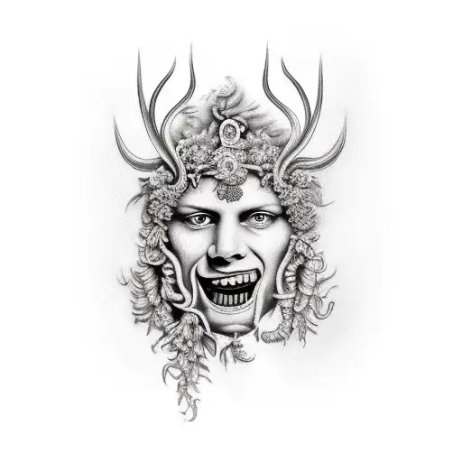 Realism "Bacchus" Tattoo - BlackInk AI