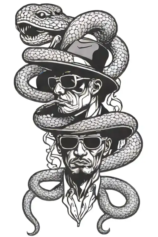 Gangster And Snake Temporary Tattoo - BlackInk AI