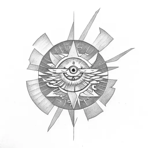 Dotwork "Dove, Ace Symbol, Filipino Sun" Tattoo - BlackInk AI
