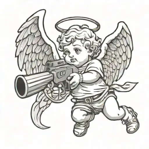 Angel Baby Holding A Gun And Money Sj6ZyGzKSzp2mukVujgWPt Black Grey ...
