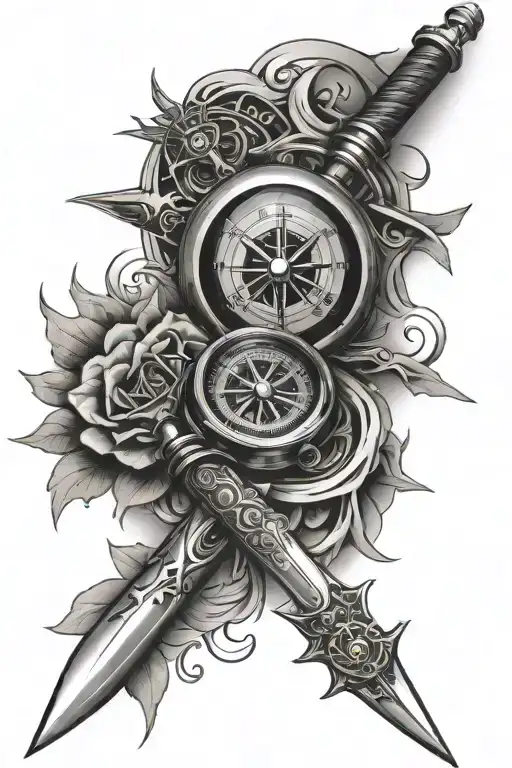 Cyber Sigilism "Cyber Sigilism, Sword" Tattoo Idea - BlackInk AI