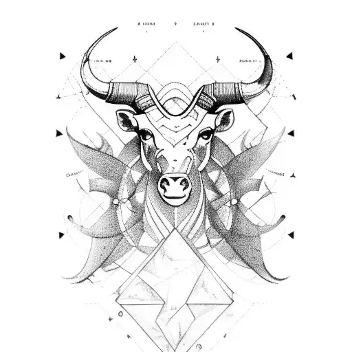 Dotwork "Zodiac Sign Taurus Just Symbol With..." Tattoo - BlackInk AI
