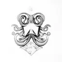 Family Tree Triangle Eudaimonia Octopus Temporary Tattoo - BlackInk AI