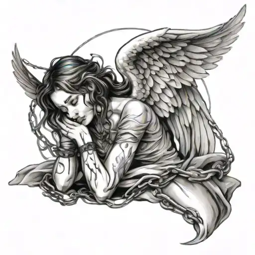 Chained Angel Tattoos