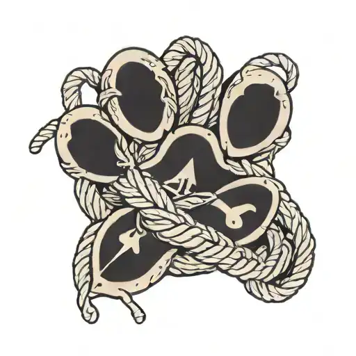 Spade Paw Print With Ropes Intertwined Temporary Tattoo - BlackInk AI