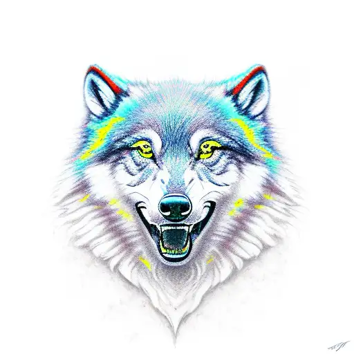 New School "Dacia Wolf" Tattoo - BlackInk AI