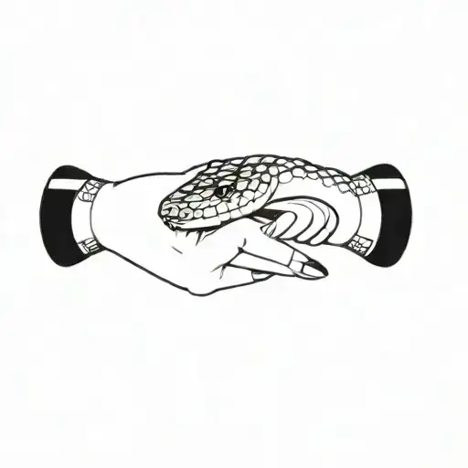 Blackwork "Snake Biting Hand" Tattoo - BlackInk AI