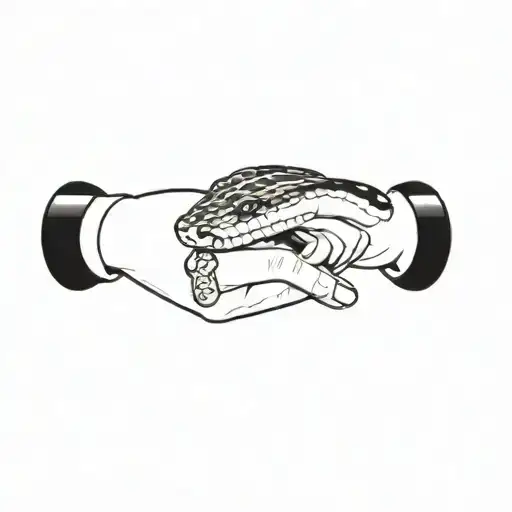 Blackwork "Snake Biting Hand" Tattoo Idea - BlackInk AI