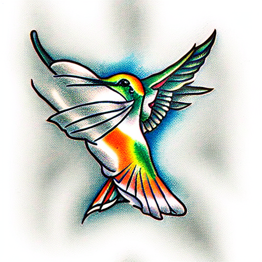 American Traditional Hummingbird Tattoo