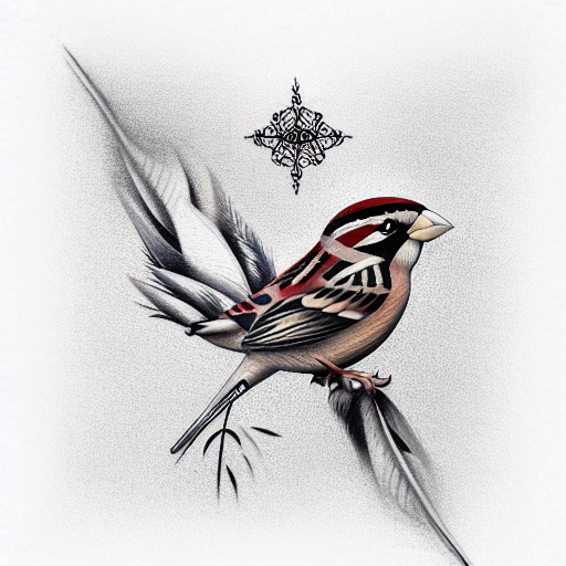 Neo Traditional Sparrow Tattoo