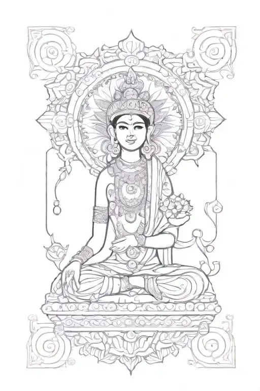 Sketch "Mandala And Bhagvat Geeta Shlok" Tattoo - BlackInk AI