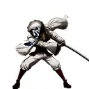 Anime "Afro Samurai Posing With Demon Slayer" Tattoo - BlackInk AI