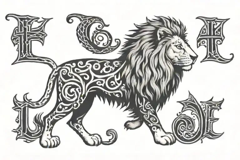 Lion And Word "loyalty" Temporary Tattoo - BlackInk AI