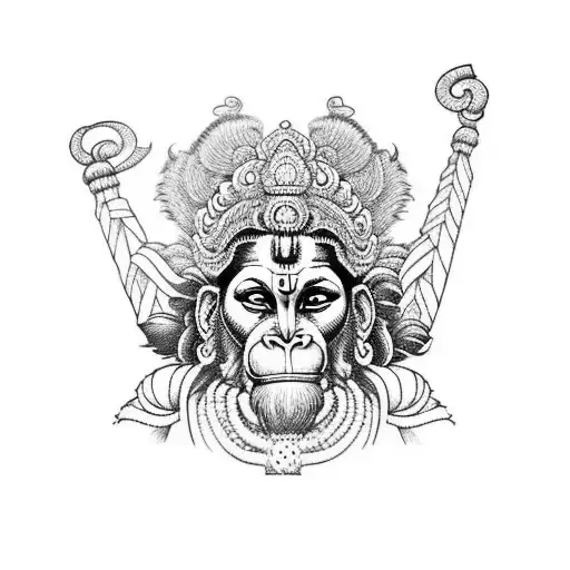 Tribal "Hanuman" Semi-Permanent Tattoos - BlackInk AI