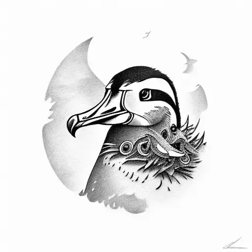 Black and Grey "Albatross Falls From His Neck" Tattoo - BlackInk AI