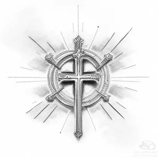 Christian Cross + Credo Temporary Tattoo - BlackInk AI