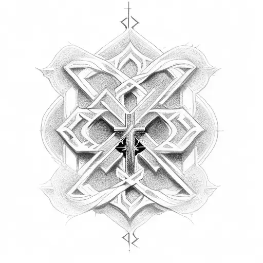 Christian Cross + Credo Temporary Tattoo - BlackInk AI