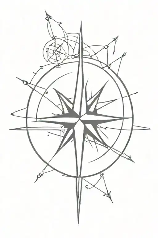 Minimalist "Fineline Abstract Compass Spine Tattoo..." Tattoo - BlackInk AI