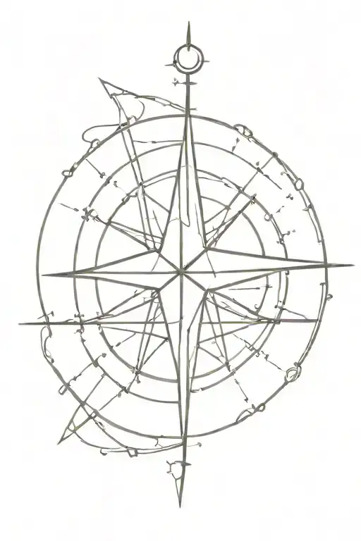 Minimalist "Fineline Abstract Compass Spine Tattoo..." Tattoo - BlackInk AI