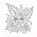 Sketch "Bratz Logo And Weed Symbol Intertwined" Tattoo - BlackInk AI