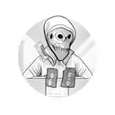 Blackwork "Ghost Robber Holding Money Bag" Tattoo - BlackInk AI