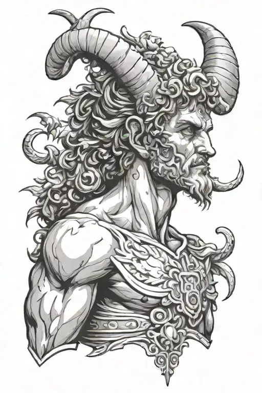 Greek God Pan Human Torso Goatlegs ... Temporary Tattoo - BlackInk AI