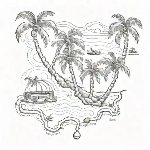 A Detailed Map Of The Caribbean Islands... Temporary Tattoo - BlackInk AI