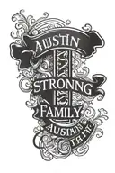 Blackwork "Strong, Masculine , Family, Austin Name..." Tattoo - BlackInk AI