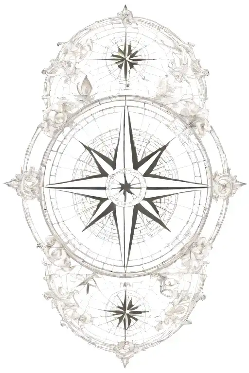 Stencil "Compass Rose Map, Include Cursive Text..." Tattoo Idea ...