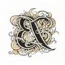 Neo-Traditional "Cursive Letters S D" Tattoo - BlackInk AI