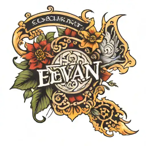 Neo-Traditional "Name "Evan"" Tattoo - BlackInk AI