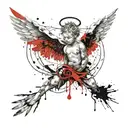 Baby Angel With Wings And Mace Temporary Tattoo - BlackInk AI