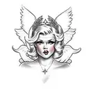 Traditional "A Pinup Woman With Pixie Cut Blonde..." Tattoo - BlackInk AI