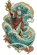 Neo-Traditional "Moses Parting The Red Sea" Tattoo - BlackInk AI