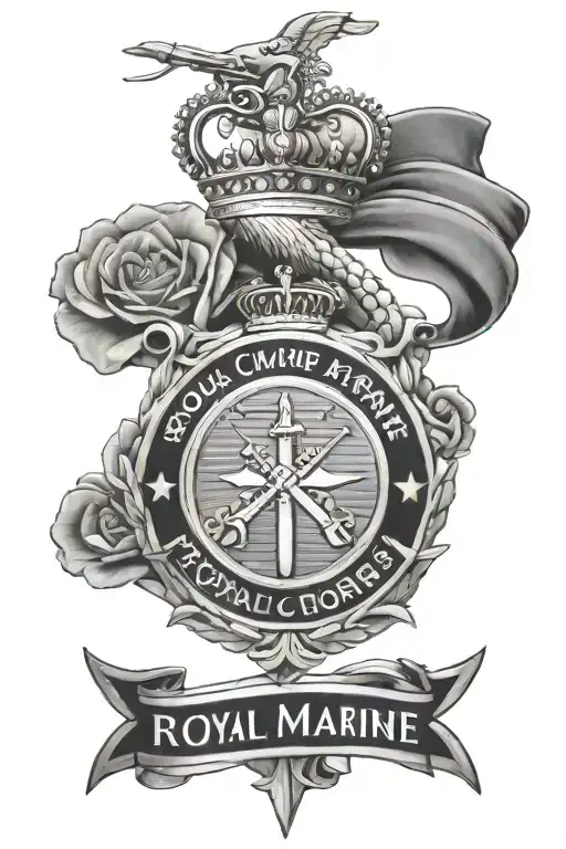 Royal Marine Corps Emblem Temporary Tattoo - BlackInk AI