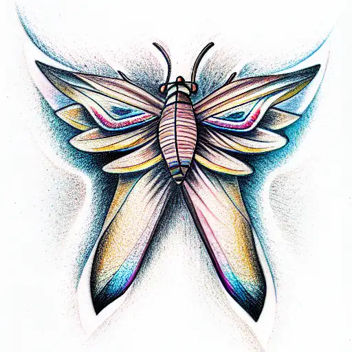 Surrealism "Moth" Tattoo - BlackInk AI