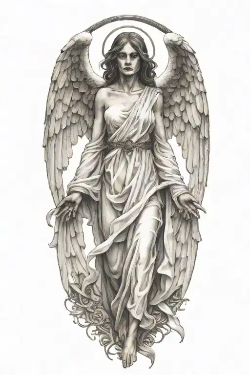 Realism "Angel Of Death" Tattoo - BlackInk AI