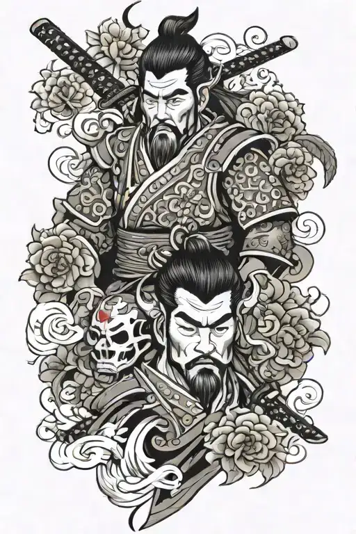 Shogun Tattoo Design Temporary Tattoo - BlackInk AI