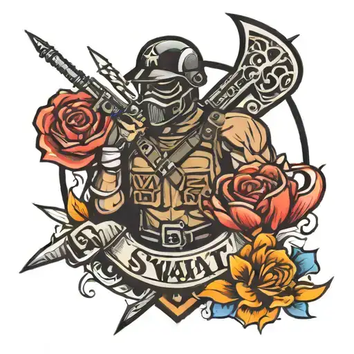 Neo-Traditional "Swat Logo" Tattoo Idea - BlackInk AI