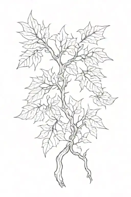 Poison Tree Leaves Falling Temporary Tattoo - BlackInk AI